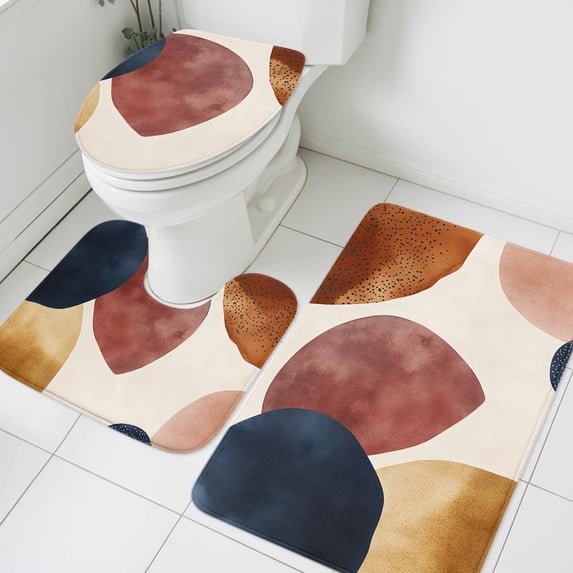 Abstract Graffiti Circle Bathroom Rugs Set Vintage Brown Blue ...