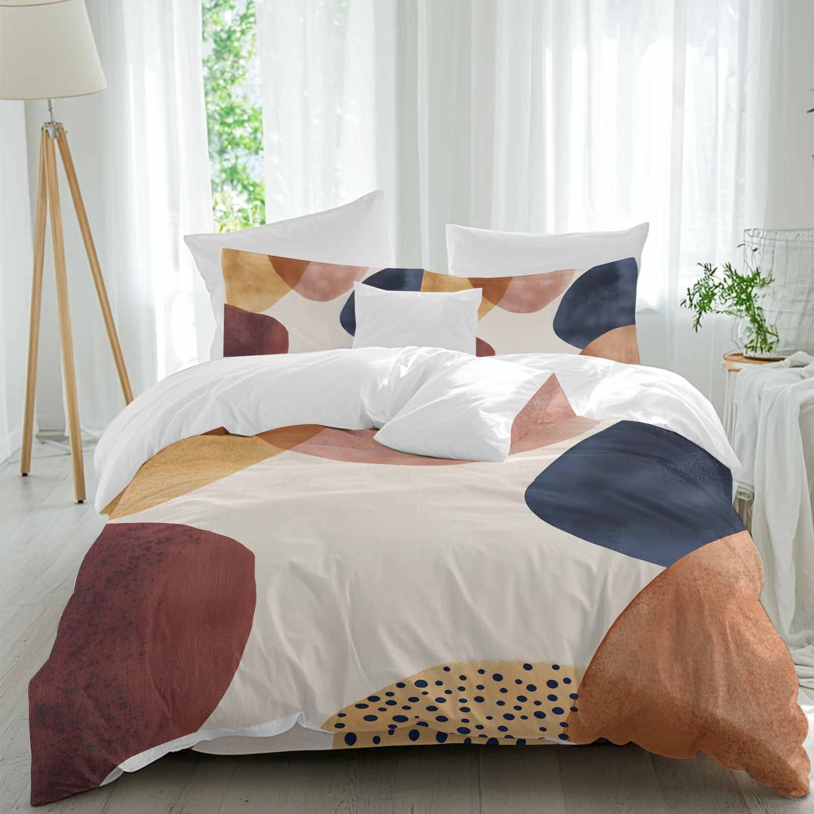Abstract Graffiti Circle California King Duvet Cover Set, Vintage Brown ...