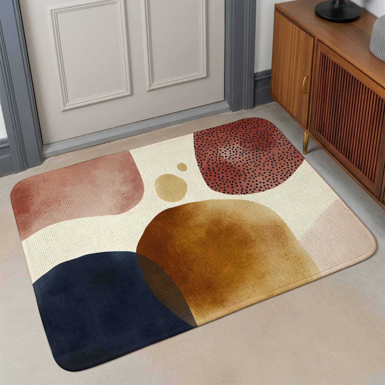 Abstract Graffiti Circle Front Door Mat Indoor Entrance, Vintage Brown ...