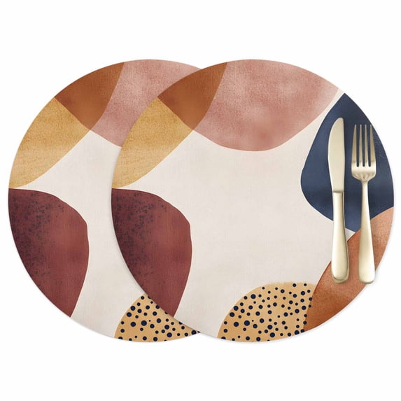 Abstract Graffiti Circle Leather Placemats Set of 2, 12 Inch, Vintage ...