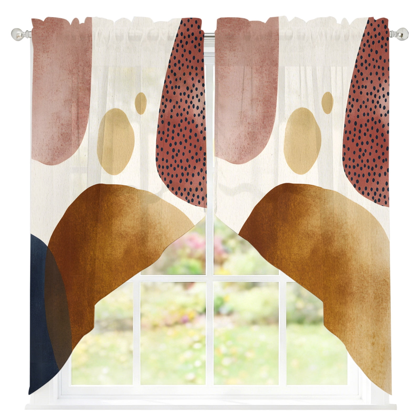Abstract Graffiti Circle Sheer Curtains Swag Valances for Windows ...