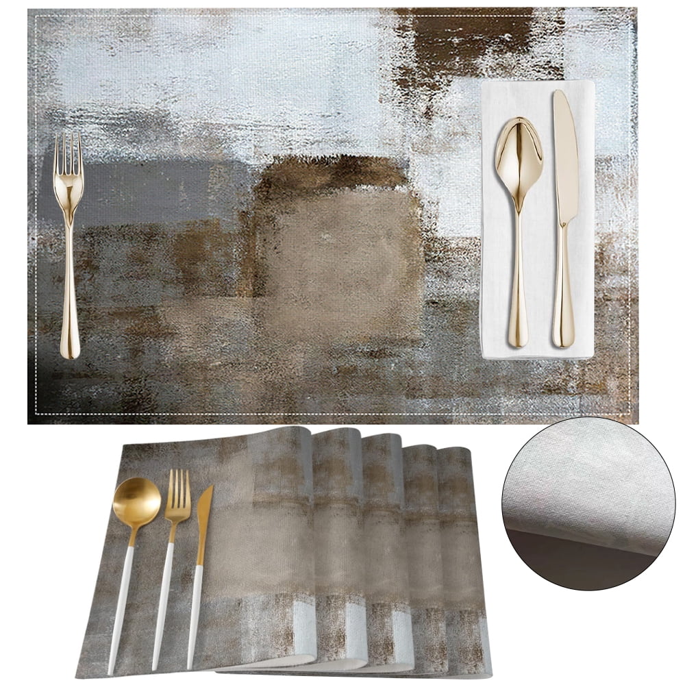 Abstract Graffiti Cotton Linen Placemat Set of 6, Non-Slip Insulation ...