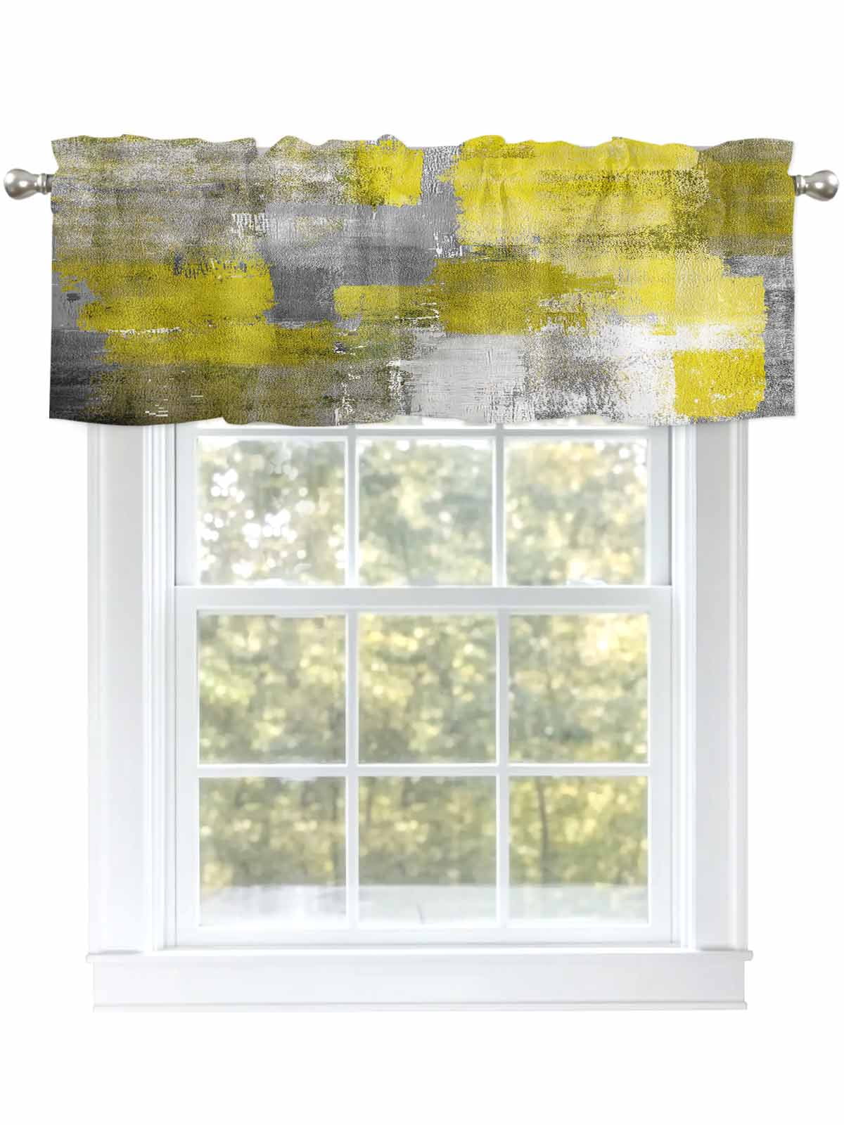 Abstract Graffiti Curtain Valances for Windows, Yellow Smear Window ...