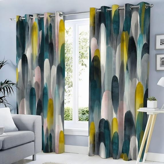 Abstract Graffiti Curtains Blackout Elegant Watercolor Geometric ...