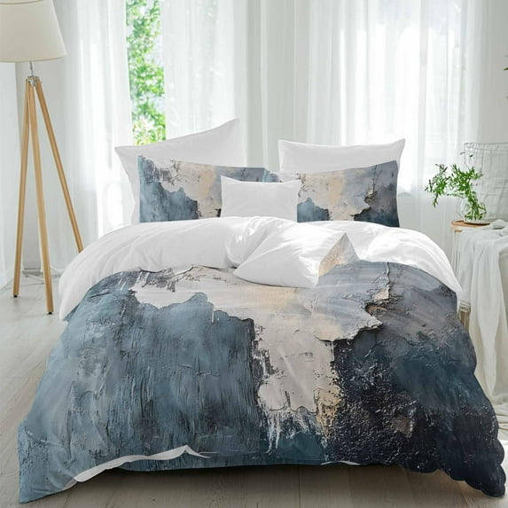 Abstract Graffiti Duvet Cover Set Twin Size Blue Grey White Oil ...