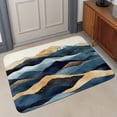 Abstract Graffiti Front Door Mat Indoor Entrance, Blue Gold Stripe ...