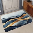 Abstract Graffiti Front Door Mat Indoor Entrance, Blue Gold Stripe ...