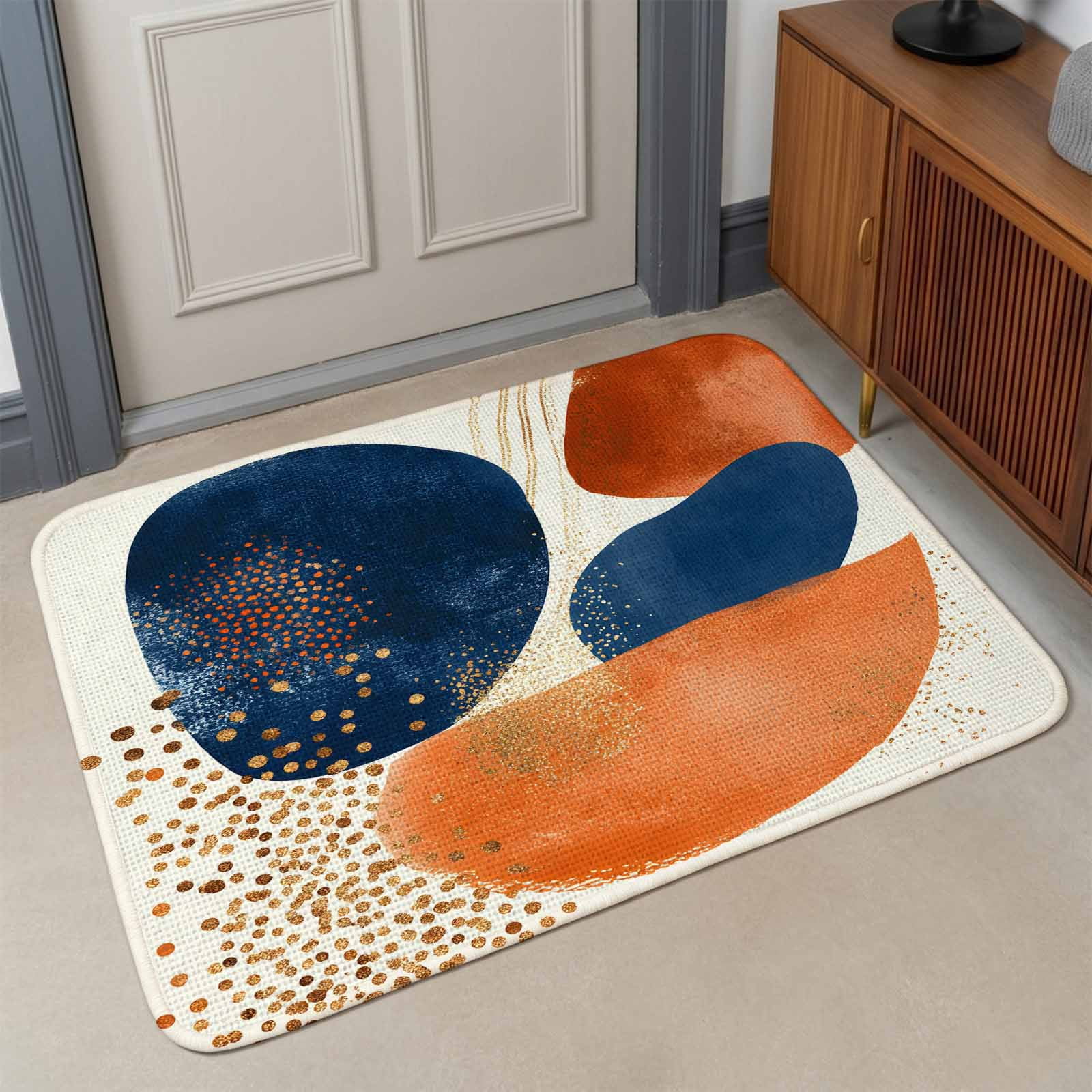 Abstract Graffiti Front Door Mat Indoor Entrance, Vintage Orange Blue ...