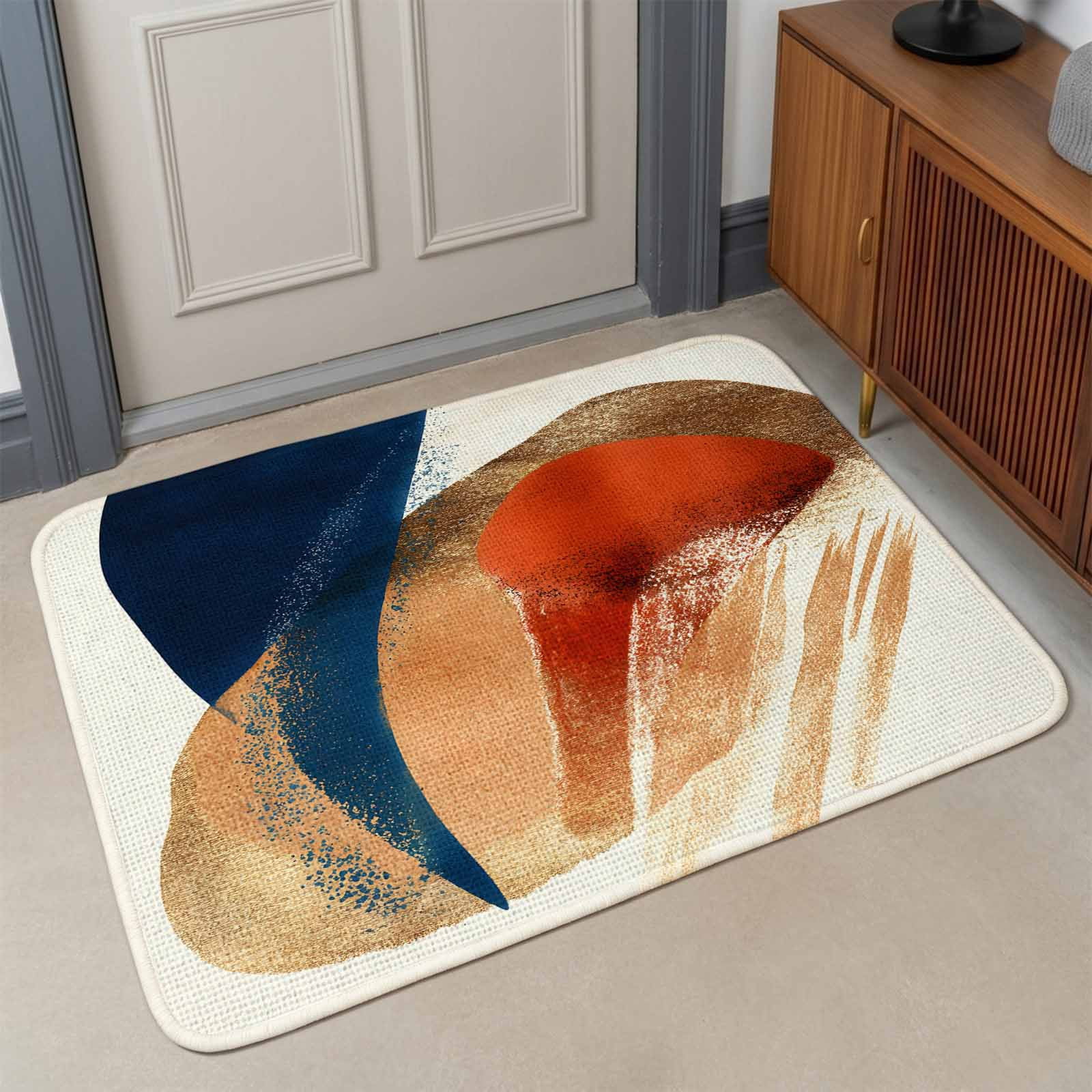 Abstract Graffiti Front Door Mat Indoor Entrance, Vintage Orange Yellow ...