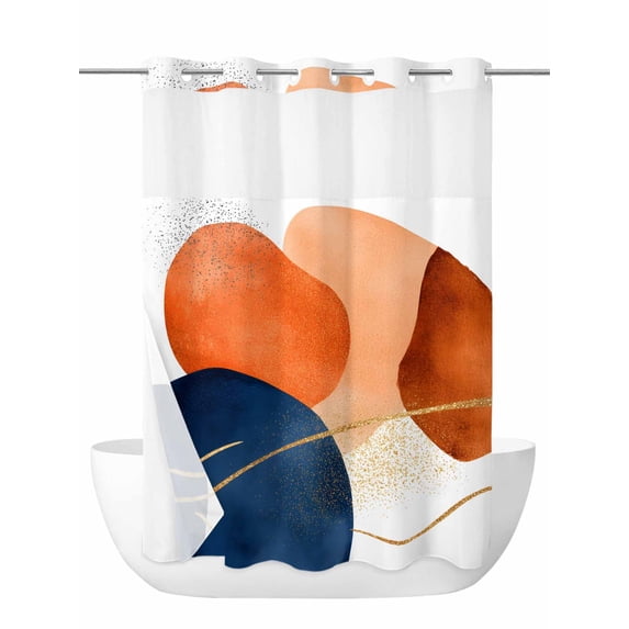 Abstract Graffiti No Hook Shower Curtain and Liner Set Vintage Gold ...