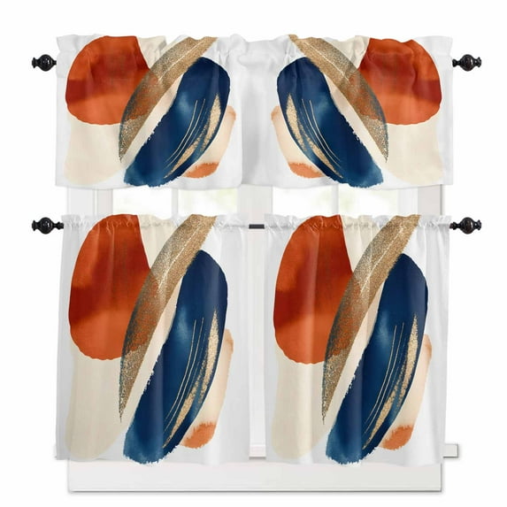 Abstract Graffiti Kitchen Curtains Valance and Tier Set Vintage Gold ...