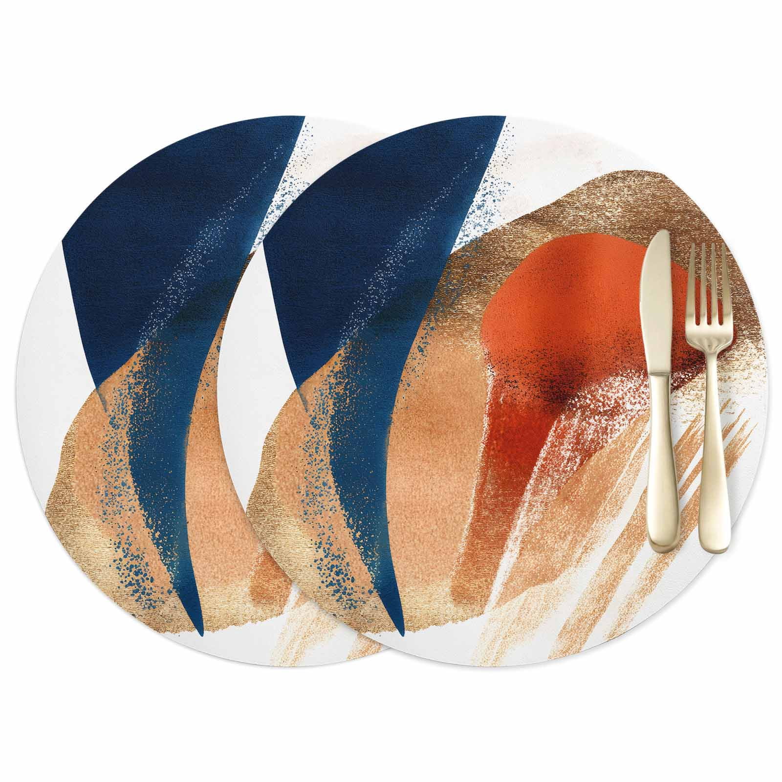 Abstract Graffiti Leather Placemats Set of 2, 15 Inch, Vintage Orange ...