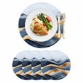 Abstract Graffiti Leather Placemats Set of 4, 12 Inch, Blue Gold Stripe ...