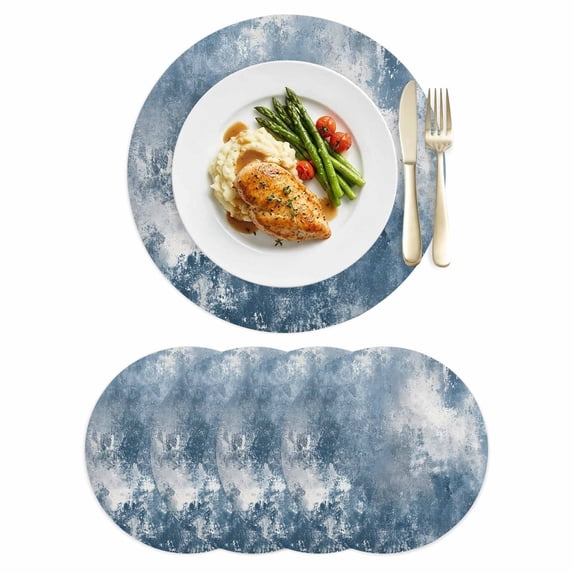 Abstract Graffiti Leather Placemats Set of 4, 12 Inch, Vintage Navy ...