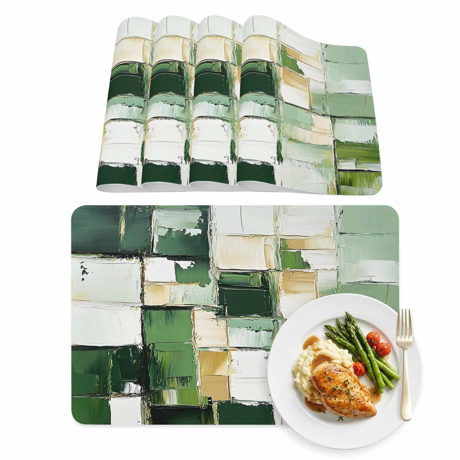 Abstract Graffiti Leather Placemats Set of 4, 12x18 Inch, Geometric ...