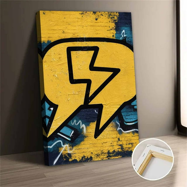 Abstract Graffiti Lightning Bolt Canvas Wall Art - Walmart.com
