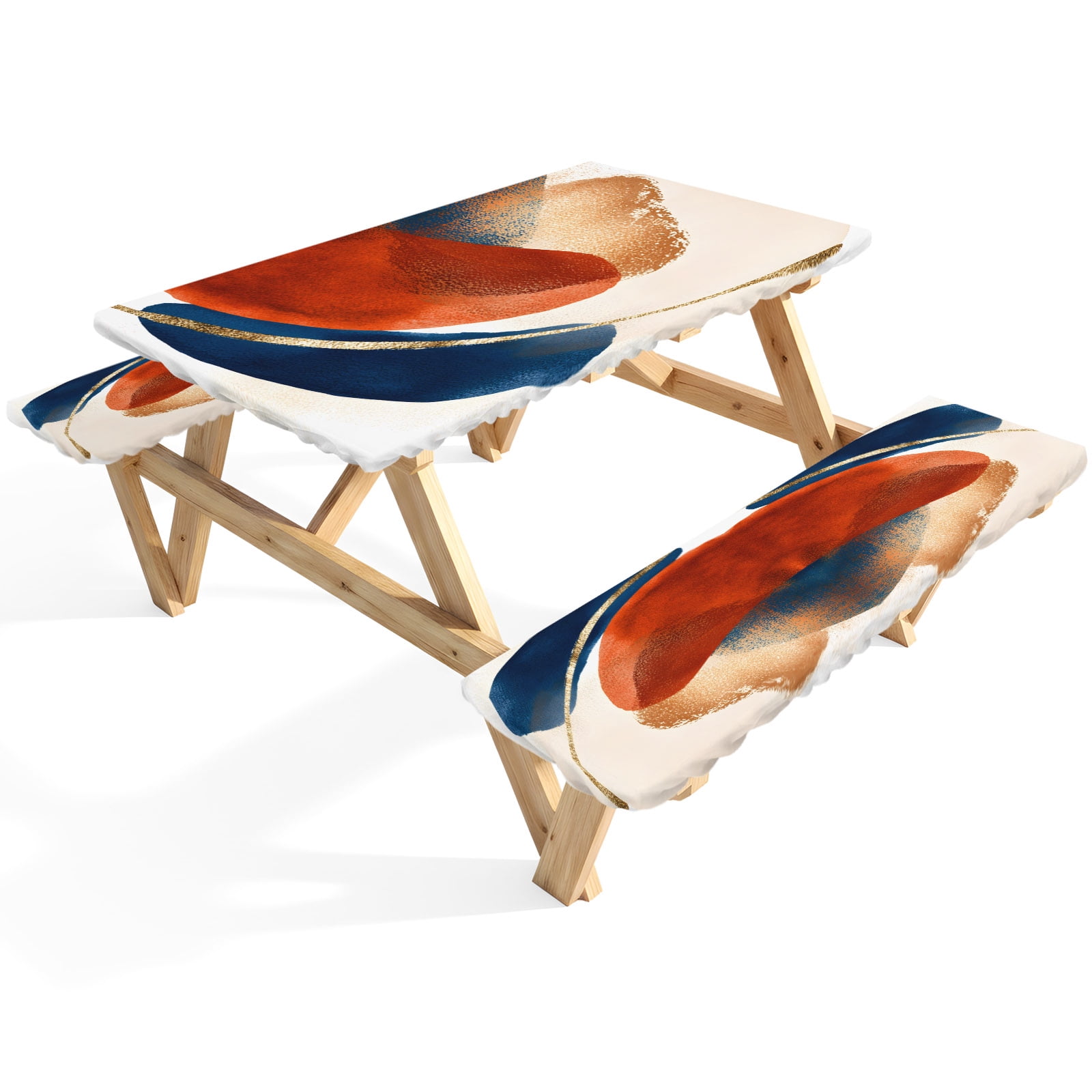 Abstract Graffiti Picnic Table Cover with Bench Covers Vintage Gold ...