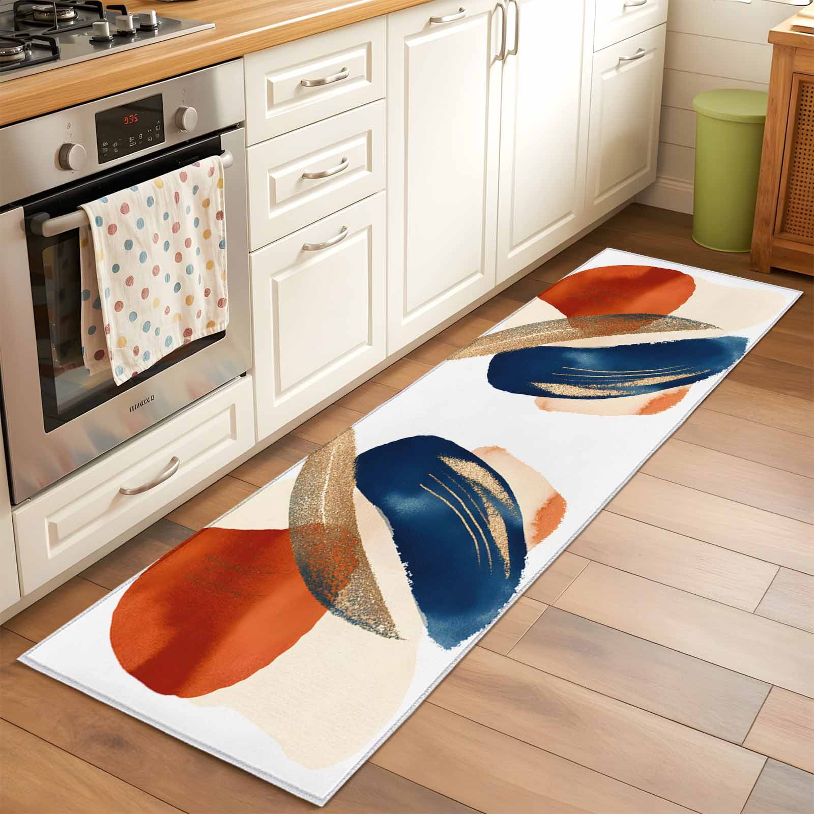 Abstract Graffiti Runner Rugs 2x6 ft Vintage Gold Orange Blue Shape ...