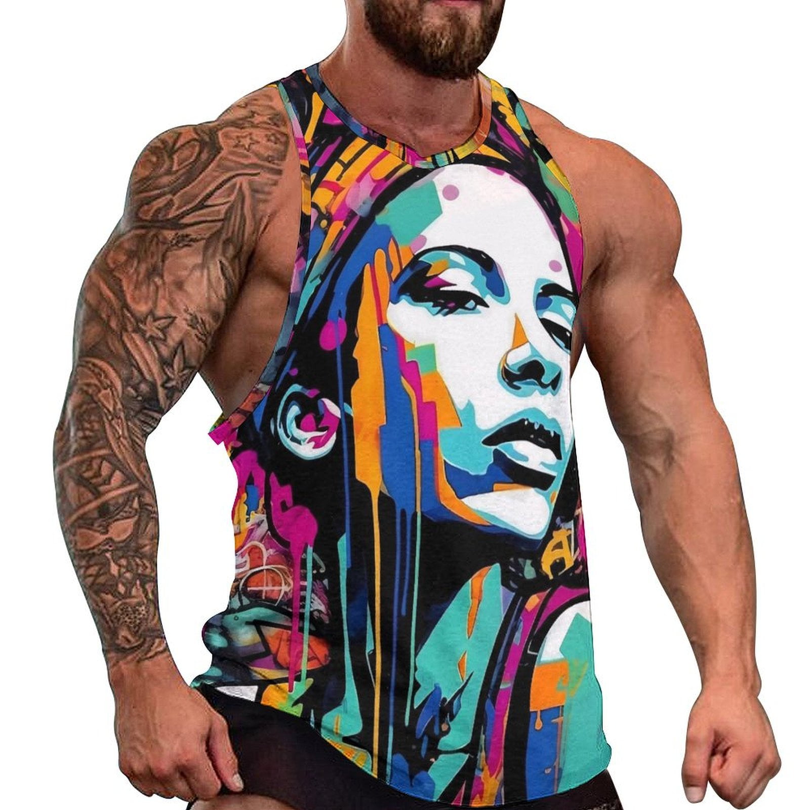 Abstract Graffiti Summer Tank Top Black And White Workout Tops Male ...