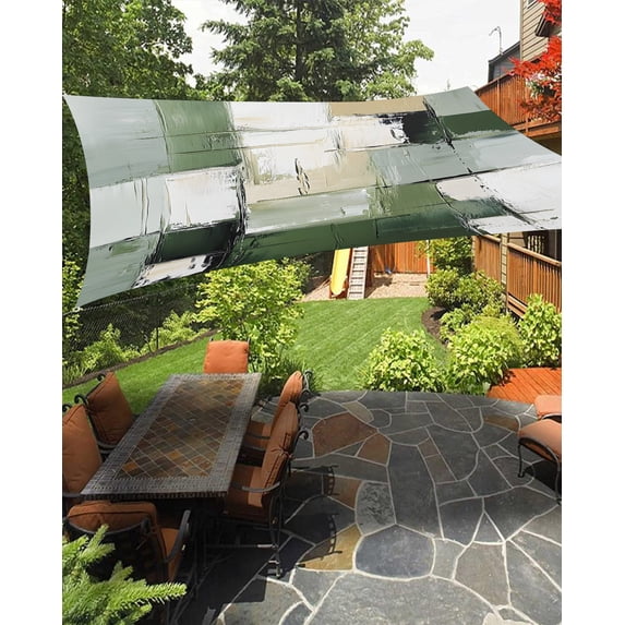 Abstract Graffiti Sun Shade Sail 8'X10' Green Beige Geometric Wash UV ...