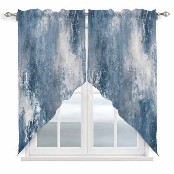 Abstract Graffiti Swag Curtain Valance for Window 2 Panels Vintage Navy ...