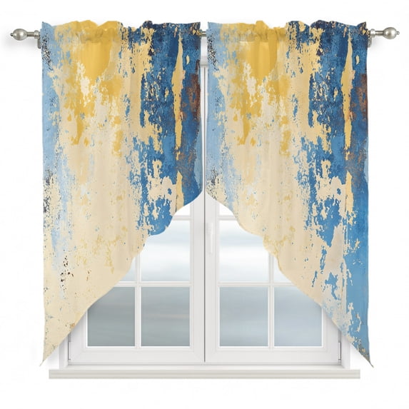 Abstract Graffiti Swag Curtain Valance for Window 2 Panels Yellow Blue ...