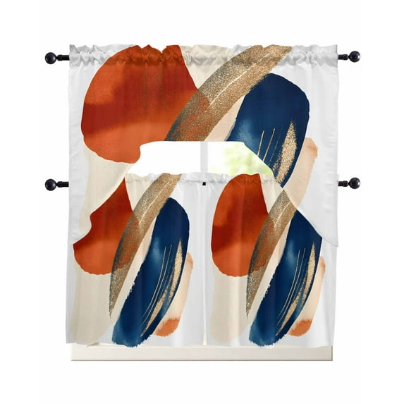 Abstract Graffiti Swag Valance and Tier Curtains Set Vintage Gold ...