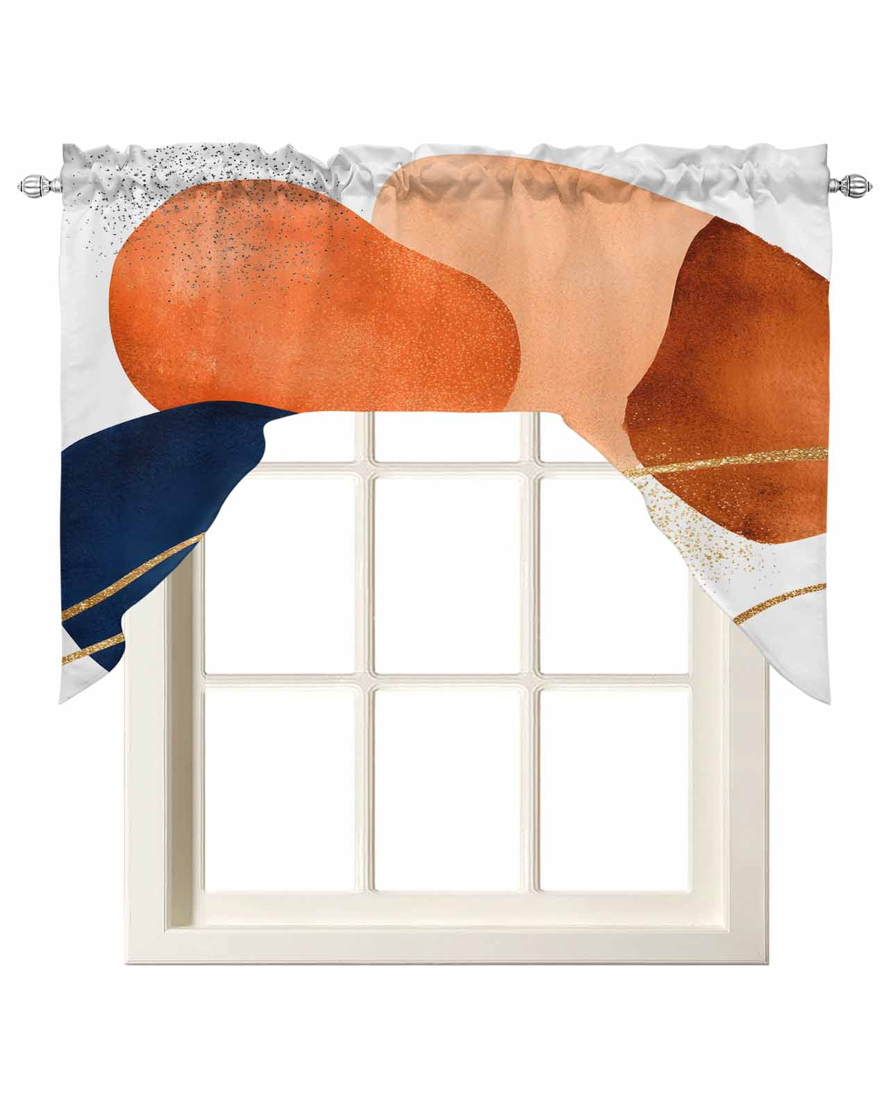 Abstract Graffiti Swag Valance and Tier Curtains Set Vintage Gold ...