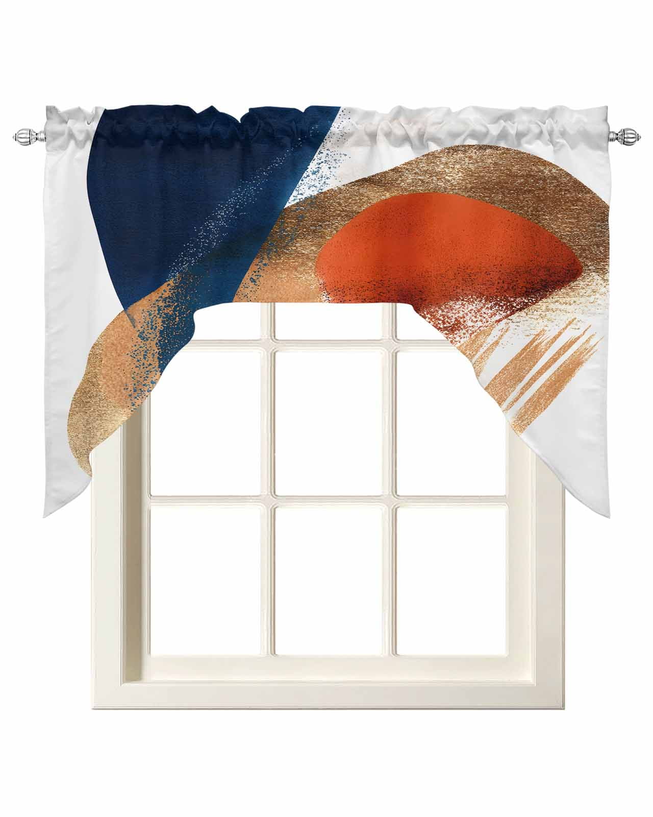 Abstract Graffiti Swag Valance and Tier Curtains Set Vintage Orange ...