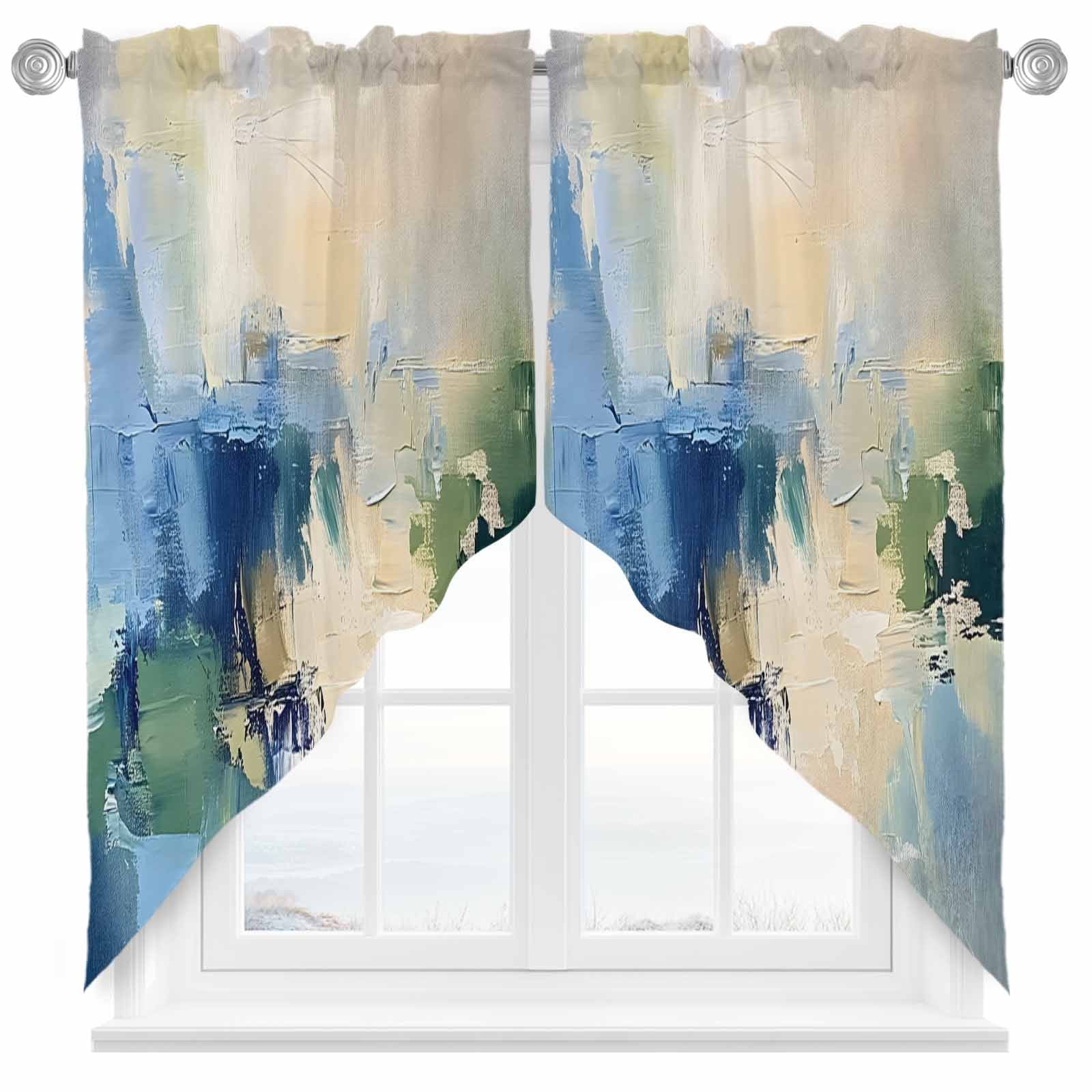 Abstract Graffiti Swag Valances for Windows 2 Pack Blue Beige Oil ...