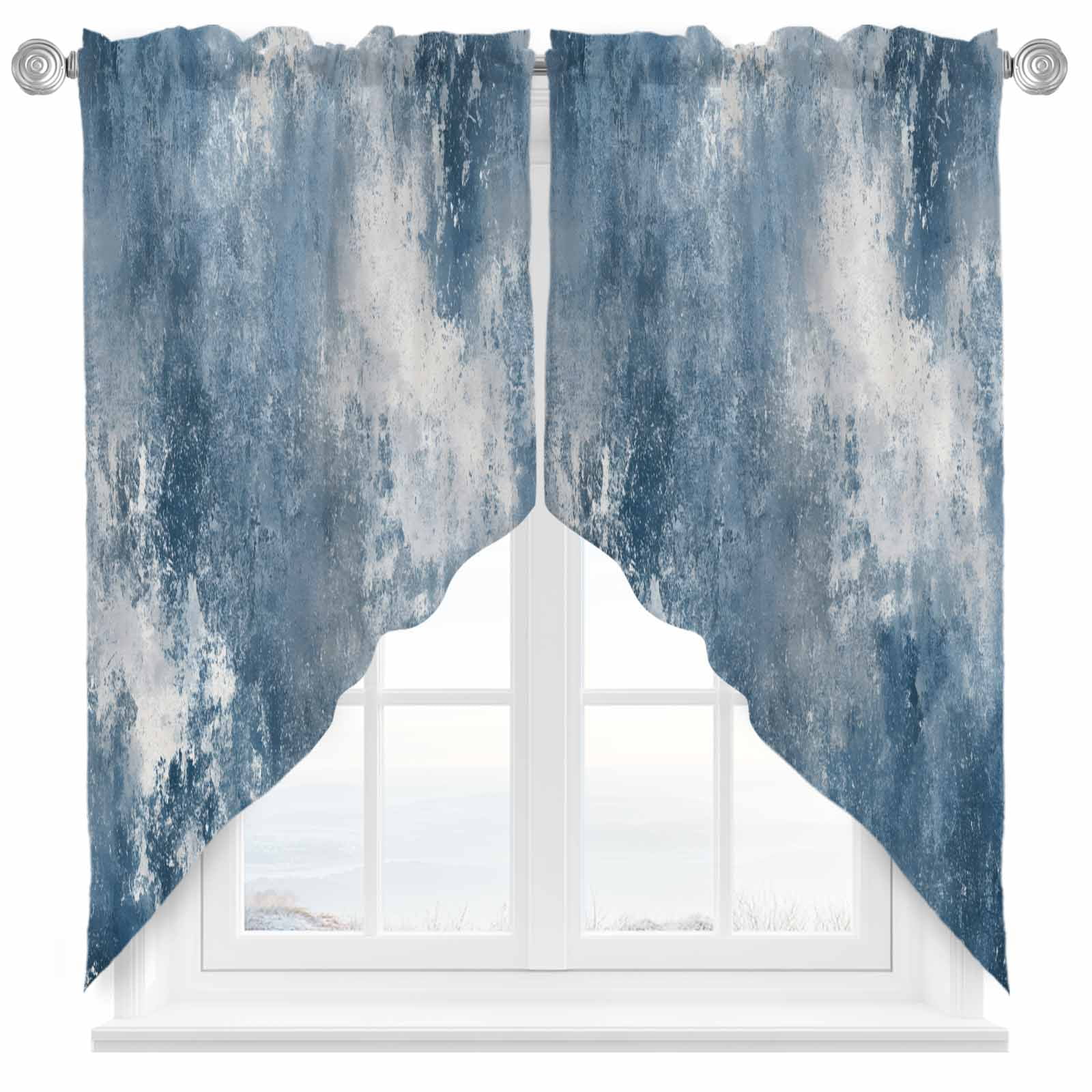 Abstract Graffiti Swag Valances for Windows 2 Pack Vintage Navy Blue ...