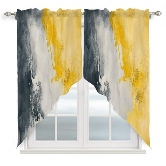 Abstract Graffiti Swag Valances for Windows 36 inches Long, Grey Yellow ...