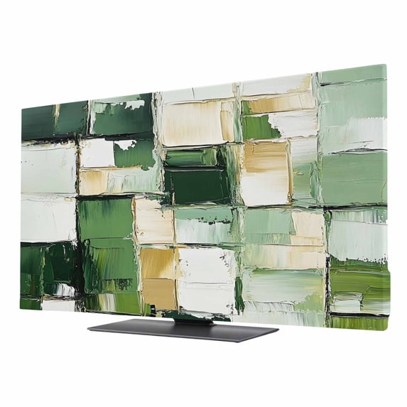 Abstract Graffiti TV Dust Cover 50 Inch, Geometric Green Beige Oil ...