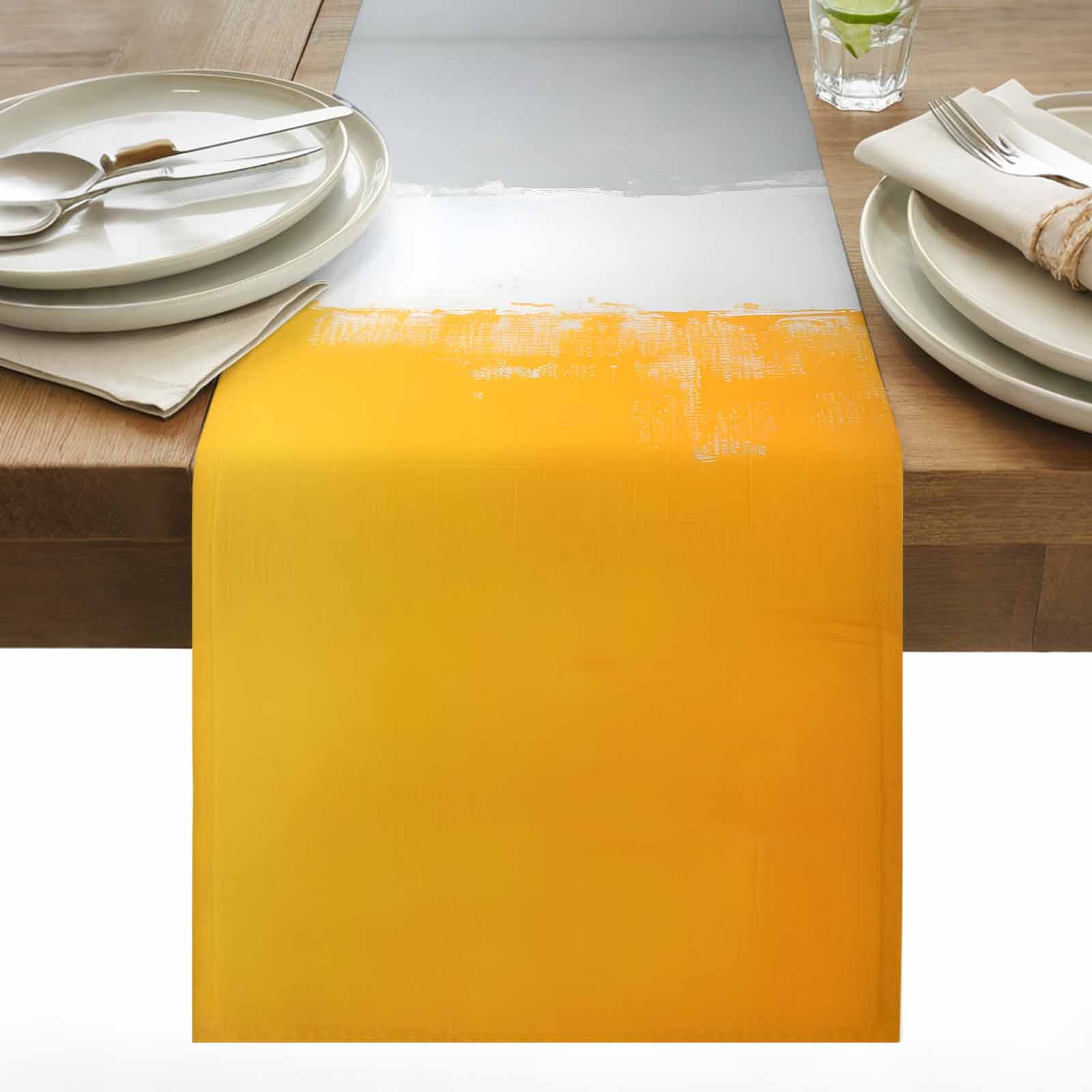 Abstract Graffiti Table Runner 13x60 inch Grey Yellow Cube Oil Painting ...
