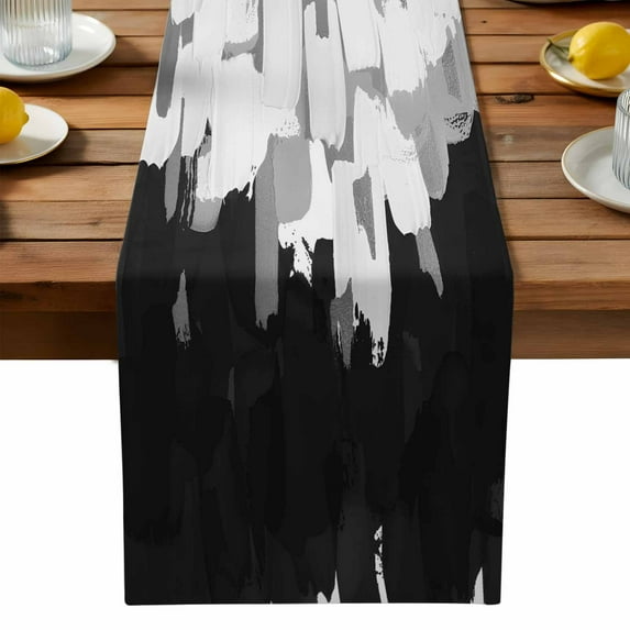 Abstract Graffiti Table Runner, Paint Cotton Linen Tablecloth Holiday ...