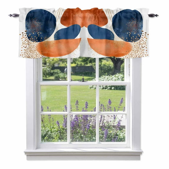 Abstract Graffiti Valances for Windows, Vintage Orange Blue Dot round ...