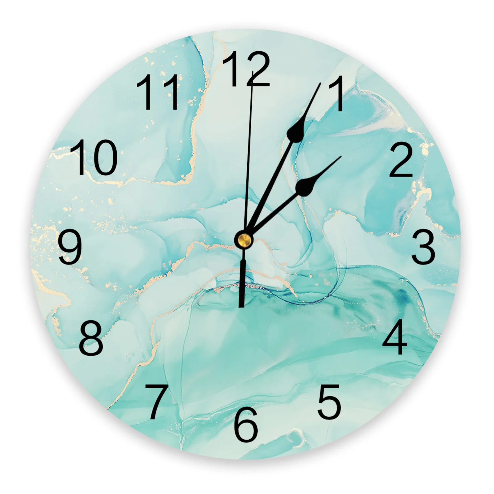Abstract Graffiti White Marble Round Wall Clock Acrylic Hanging Silent ...