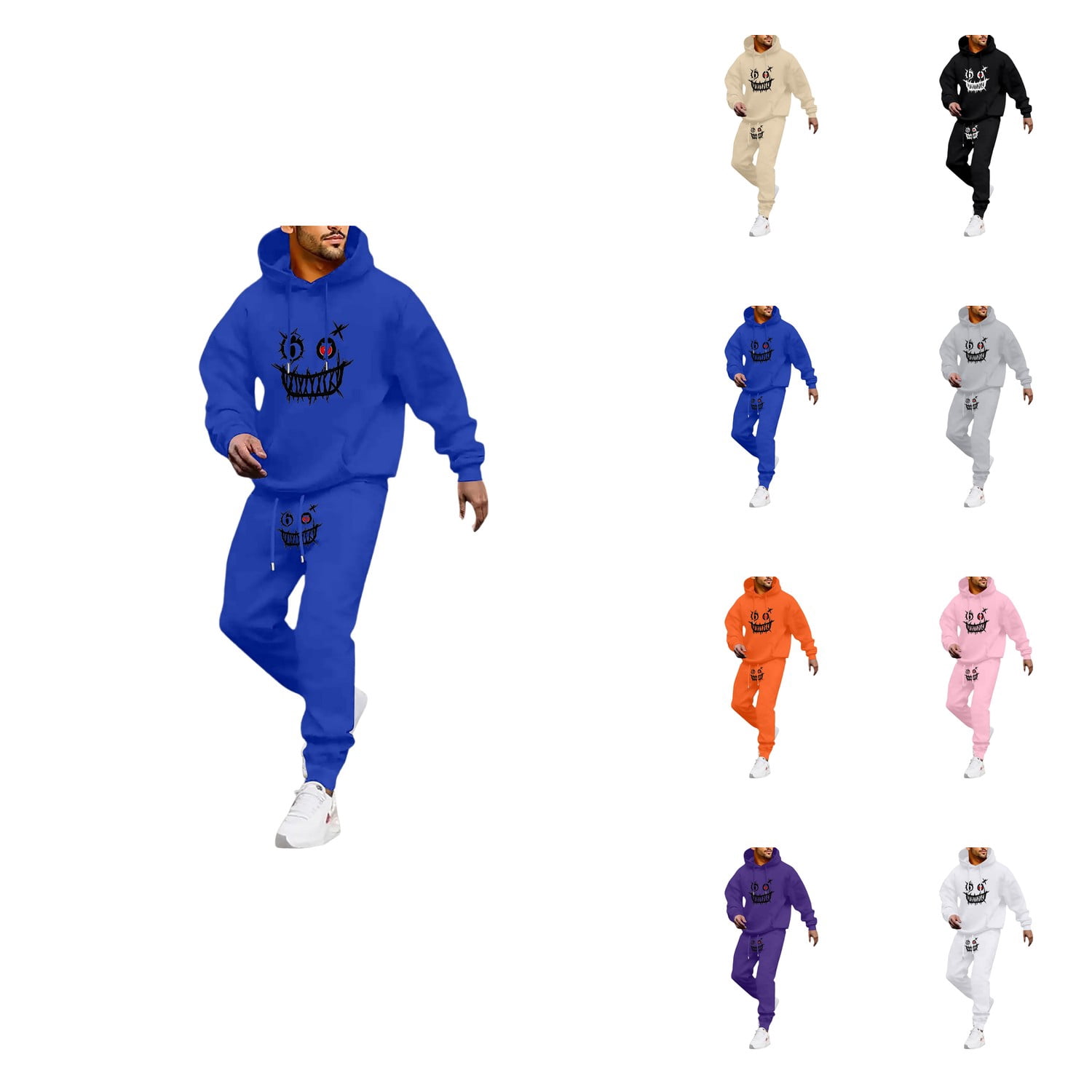 Abstract Graphic Print Hooded Sweatshirt and Jogger Set, Men's Pullover ...