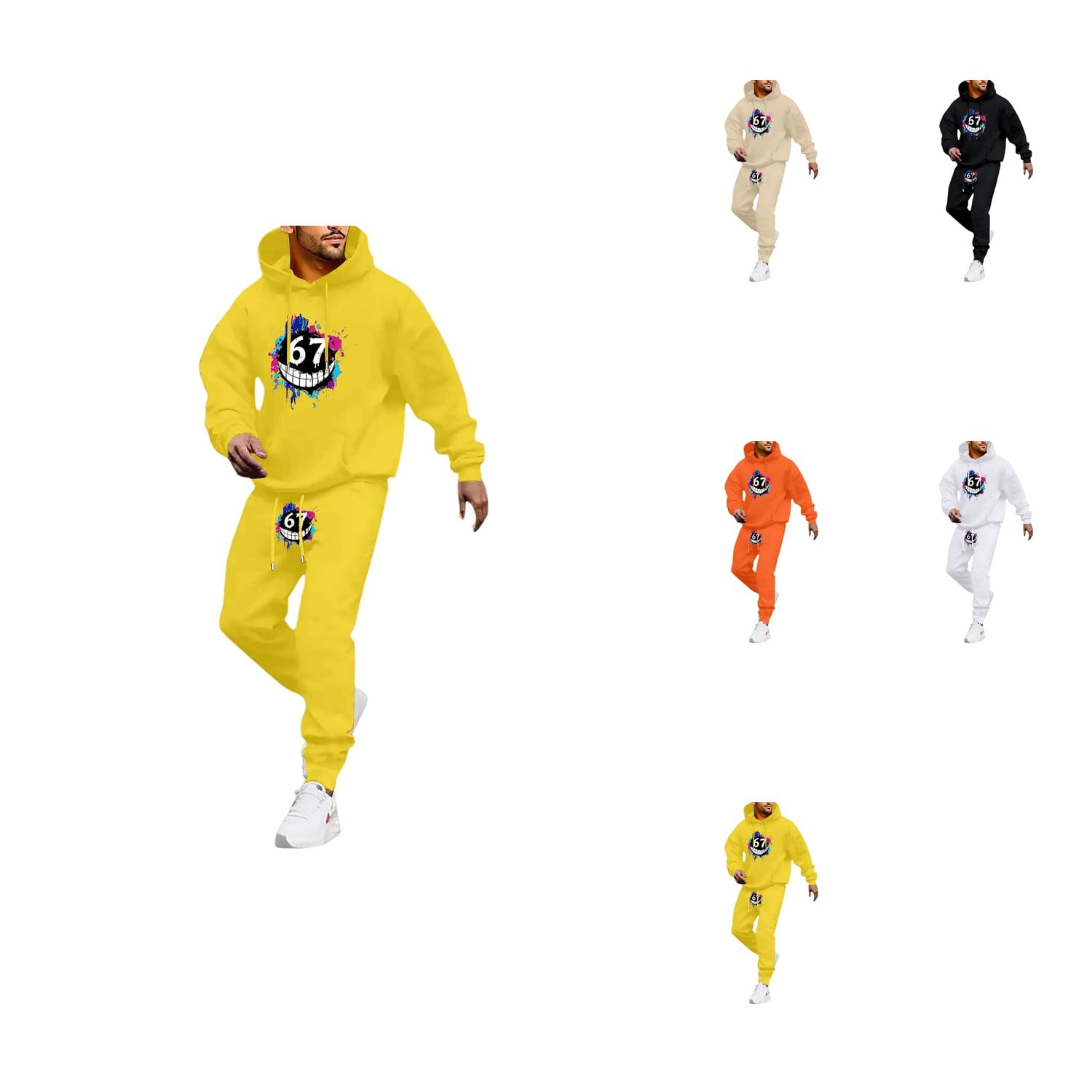 Abstract Graphic Print Hoodie and Jogger Set, Oversized Pullover Two ...