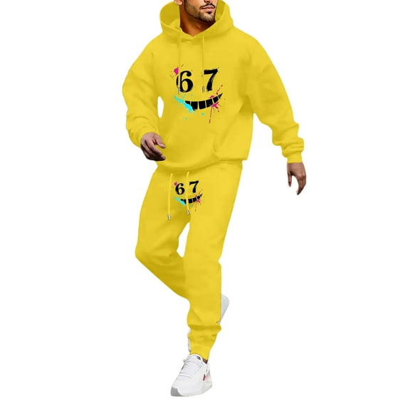 Abstract Graphic Print Hoodie and Jogger Two-Piece Set, Oversized ...