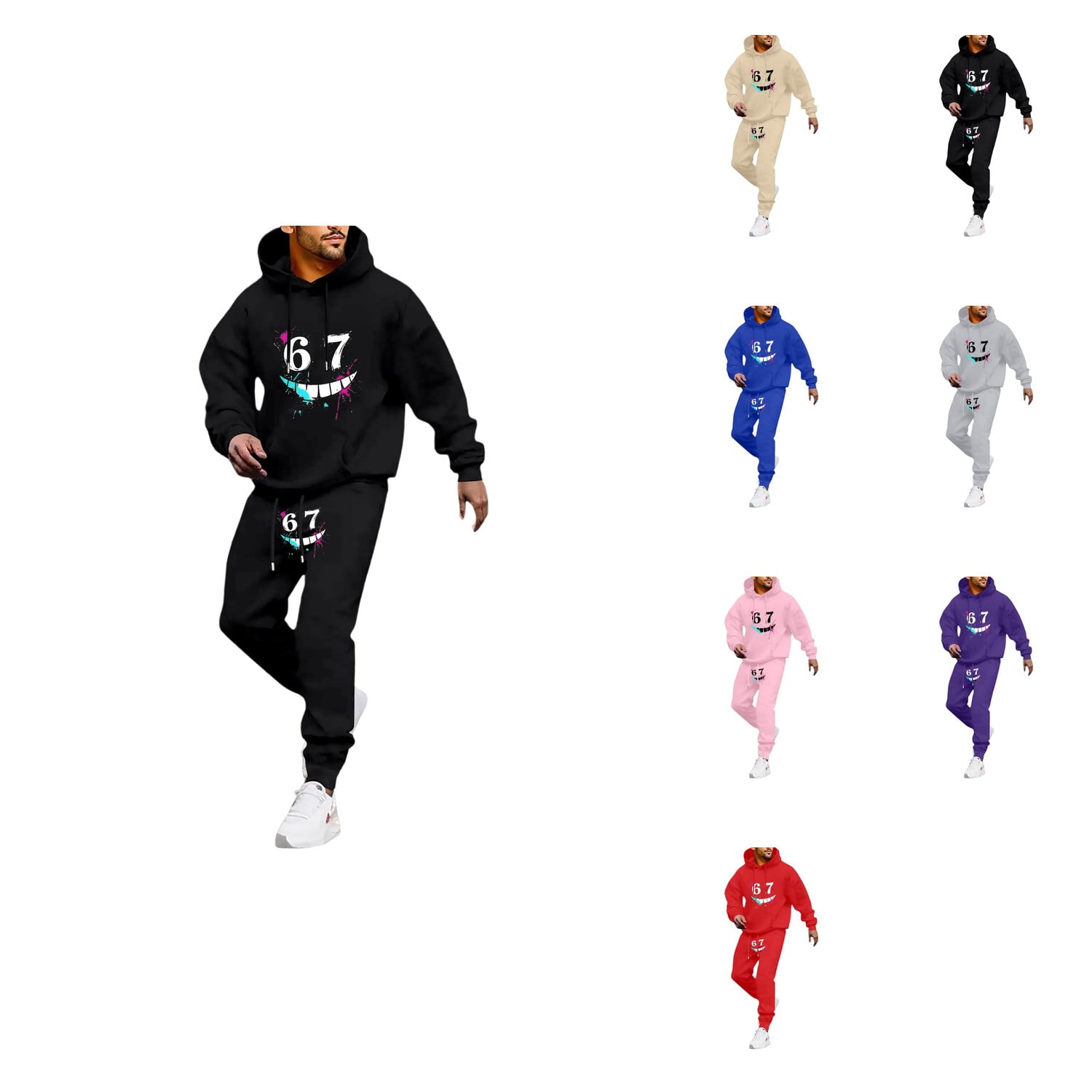 Abstract Graphic Print Hoodie and Jogger Two-Piece Set, Oversized ...