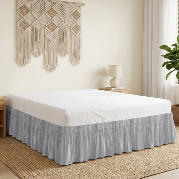 Abstract Gray Bed Skirt Bed Skirts King Size 18 Inch Drop, Rustic ...