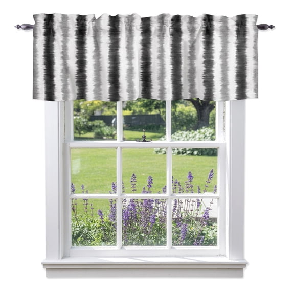 Abstract Gray Black Stripes Valances for Windows, Rustic Watercolor ...