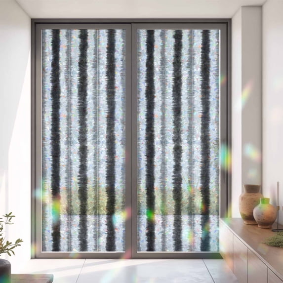 Abstract Gray Black Stripes Window Privacy Film Rustic Watercolor Denim ...