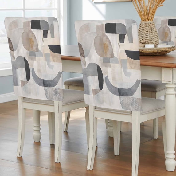 Abstract Gray Brown Chair Back Covers, Modern Geometric Art Removable ...