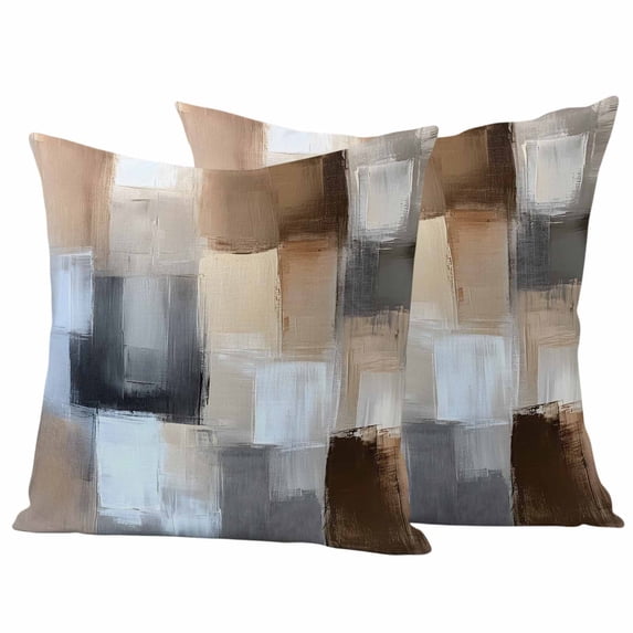 Abstract Gray Brown Outdoor Pillow Covers 24"x24" Set of 2, Waterproof ...