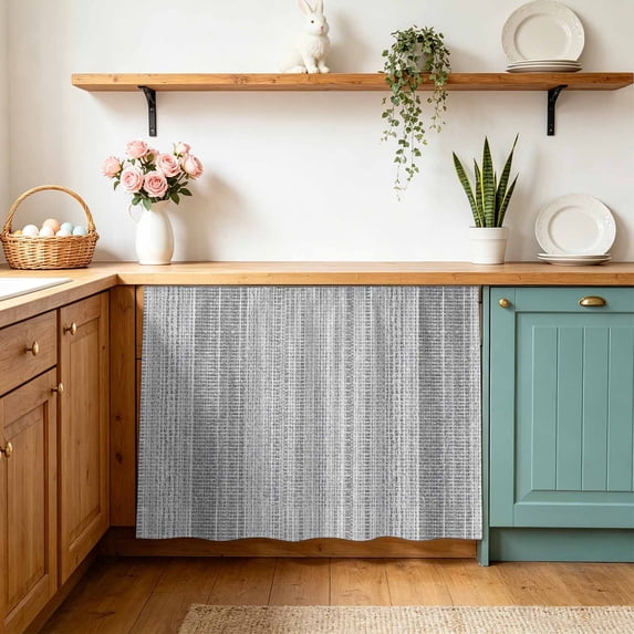 Abstract Gray Cabinet Curtains 28" W x 35" L Rustic Farmhouse ...