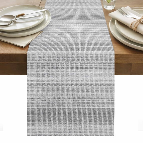 Abstract Gray Cotton Linen Table Runner Rustic Farmhouse Minimalist ...
