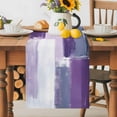 Abstract Gray Dining Table Runner, Purple Mottled Graffiti Color Block ...