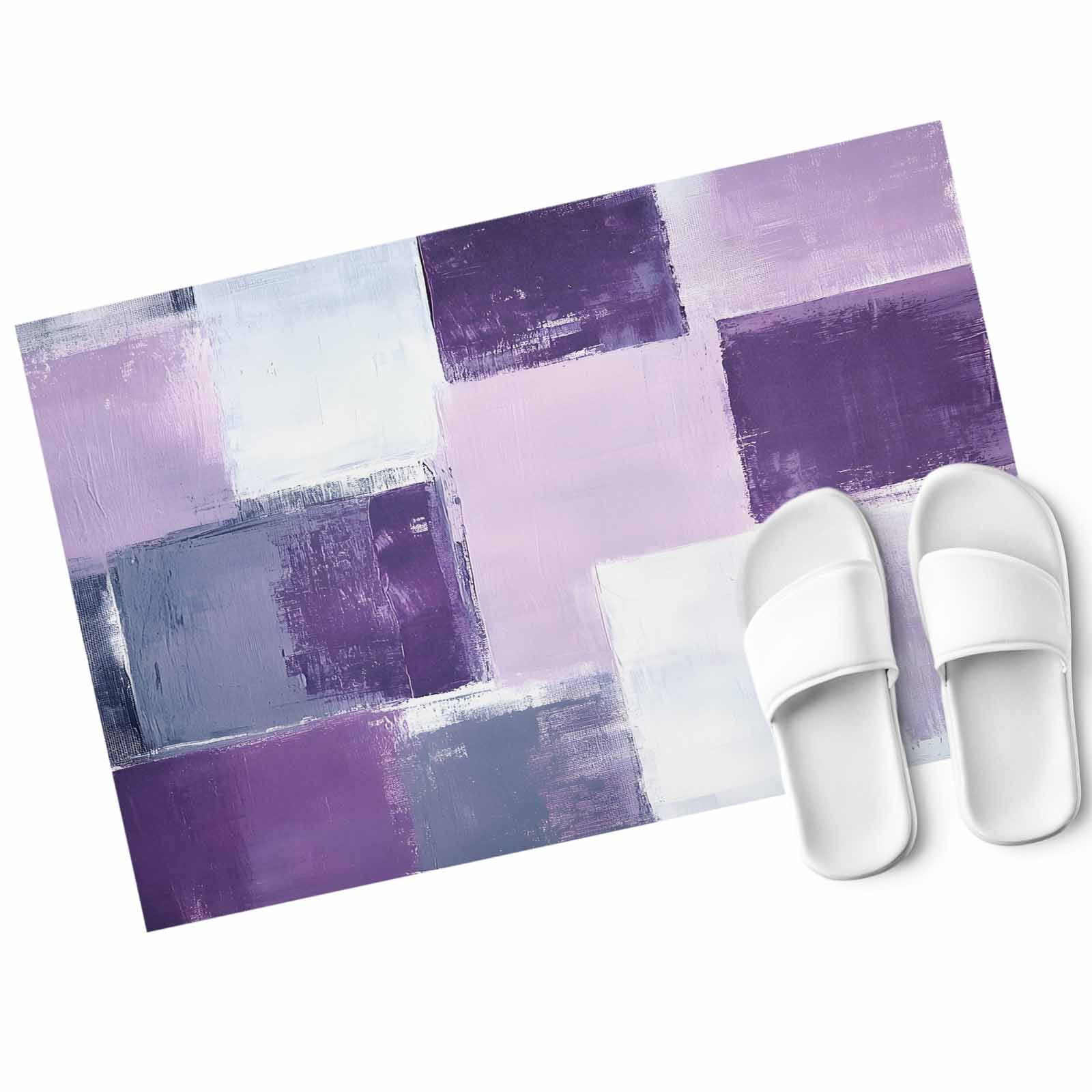 Abstract Gray Door Mat Purple Mottled Graffiti Color Block Modern Art ...